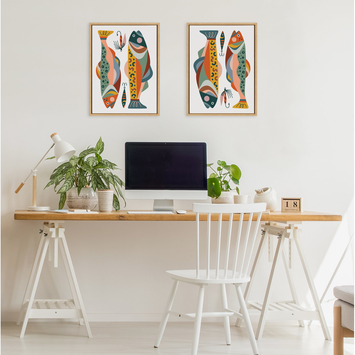 Beachcrest Home™ Shalyce Colorful Bright Animal Fish. Framed On Canvas | Wayfair